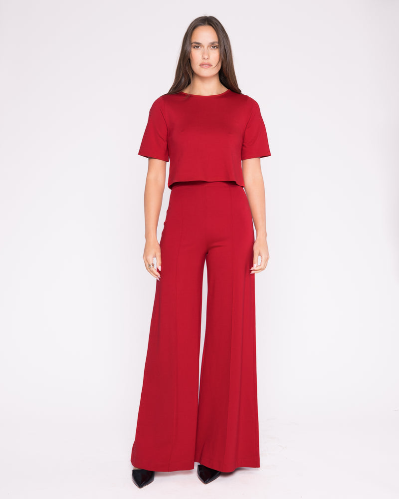Red Ponte Knit Wide Leg Pant | Ripley Rader