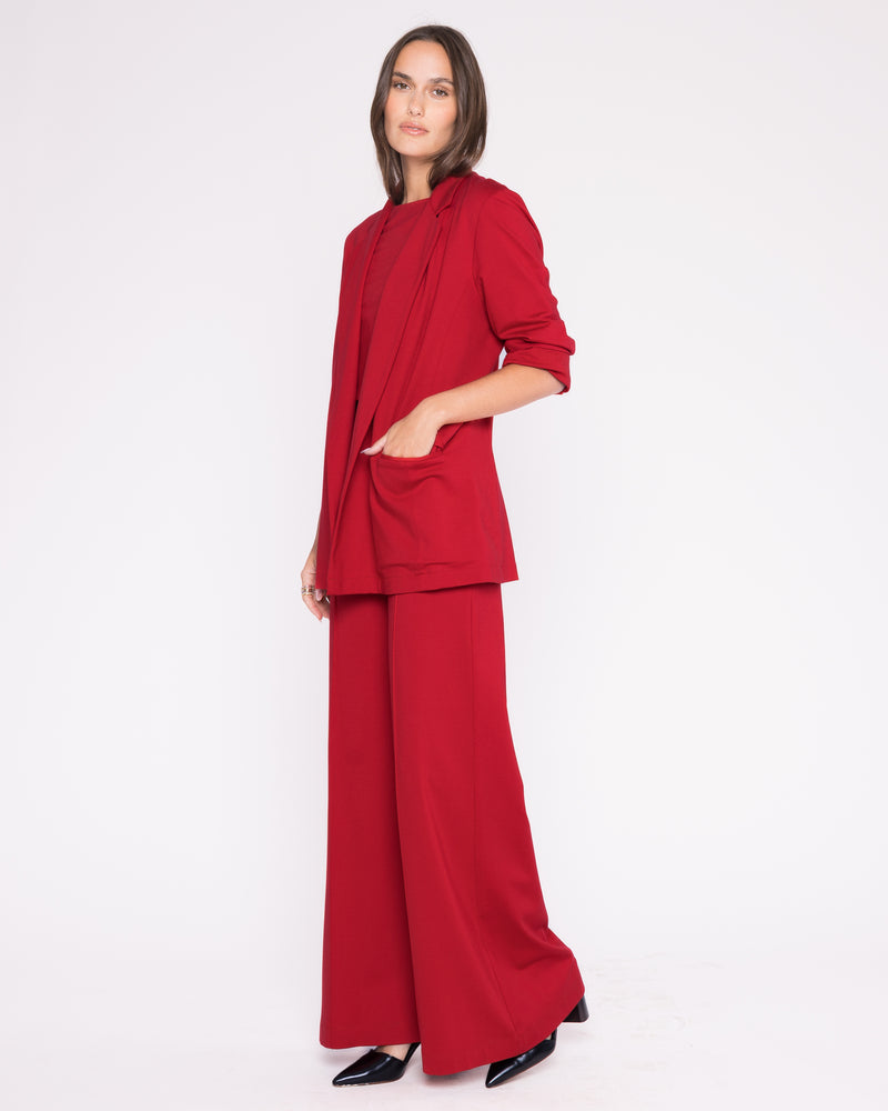 Red Ponte Knit Oversized Blazer | Ripley Rader