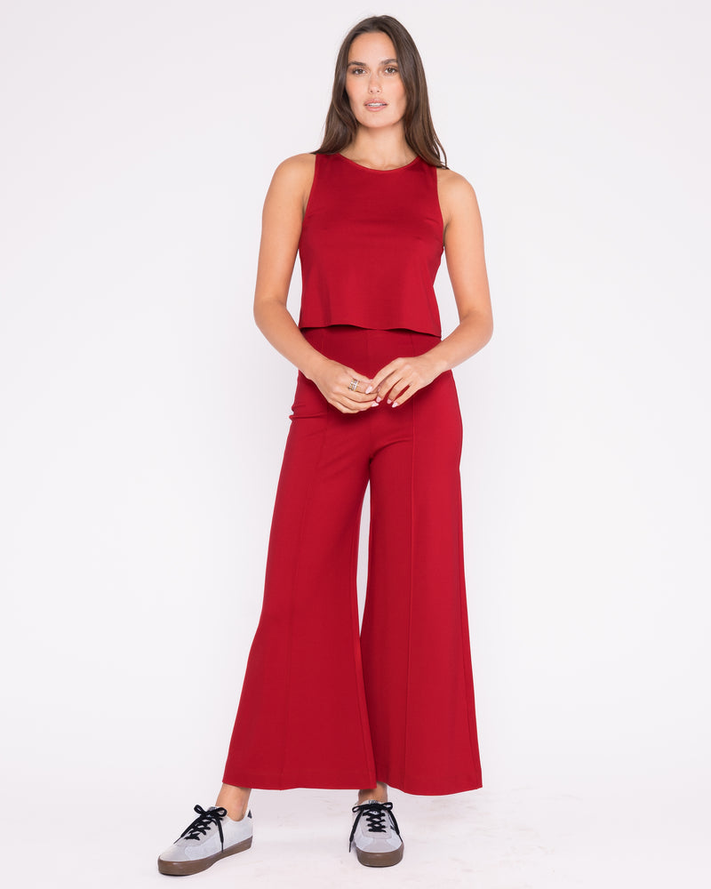 Red Ponte Knit Wide Leg Pant: Cropped | Ripley Rader