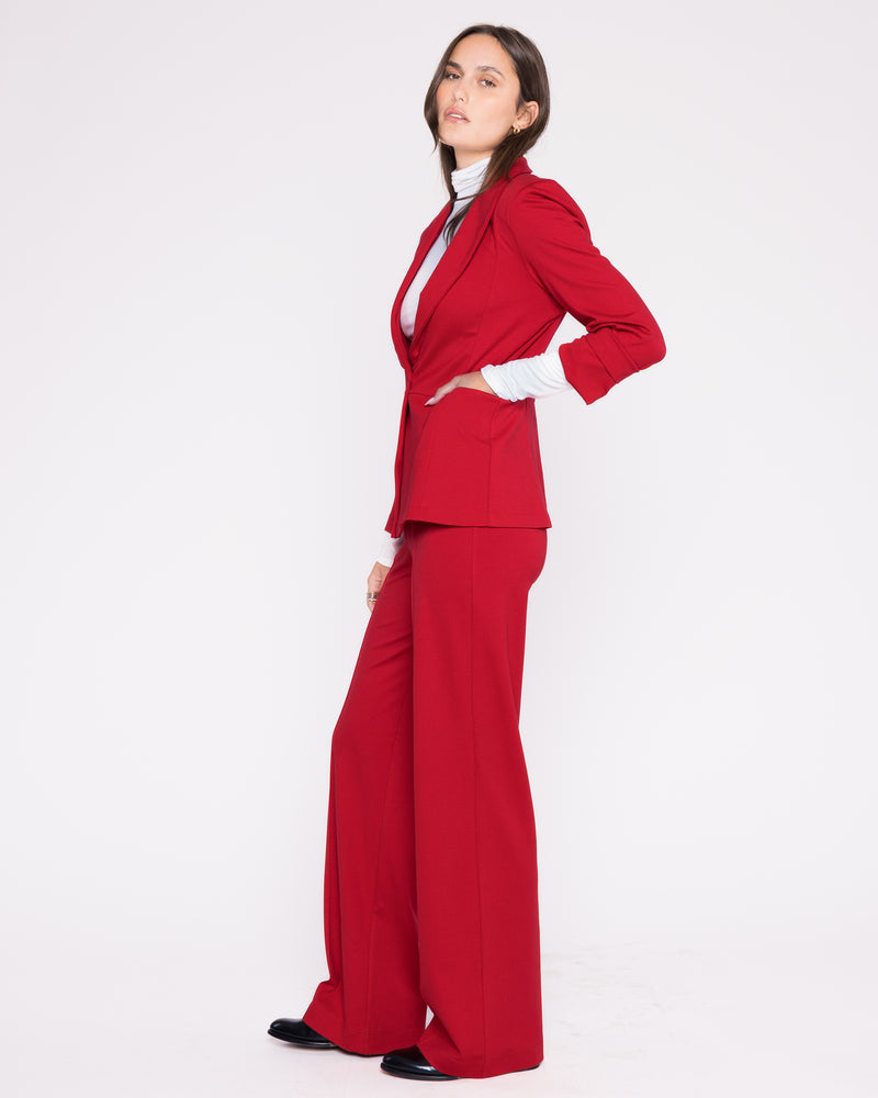 Red Ponte Knit Straight Leg Pant | Ripley Rader