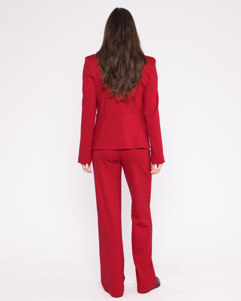 Red Ponte Knit Fitted Blazer | Ripley Rader