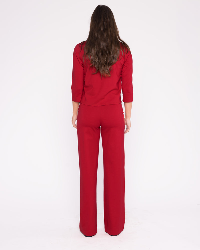 Red Ponte Knit Straight Leg Pant | Ripley Rader