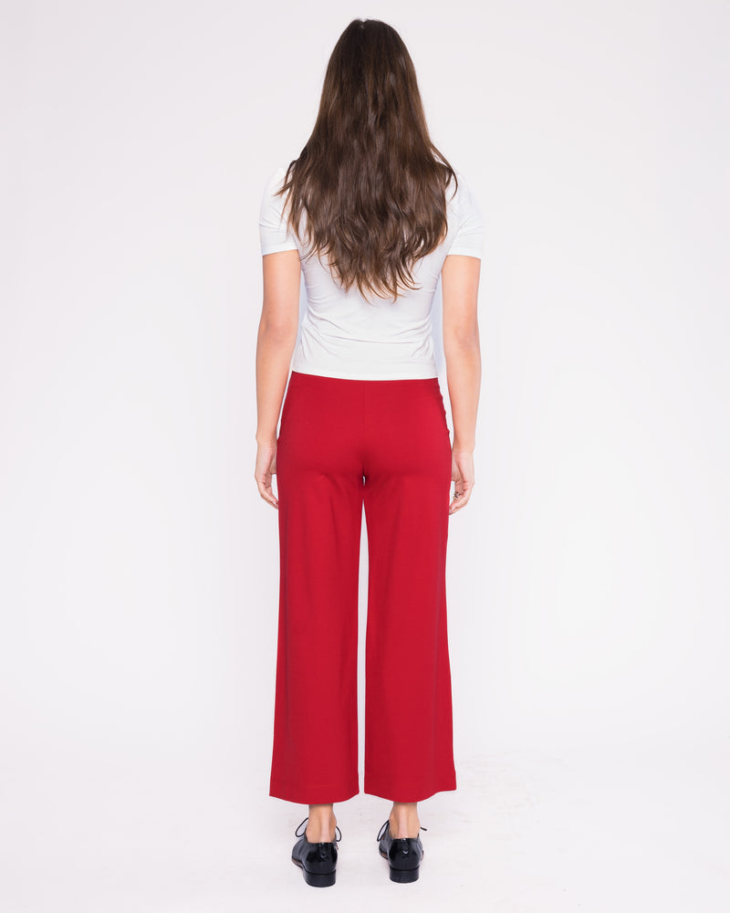 Red Ponte Knit Straight Leg Pant: Cropped | Ripley Rader