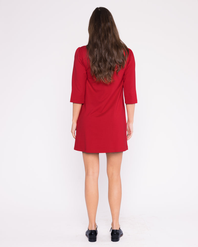 Red Ponte Knit A-Line Dress | Ripley Rader