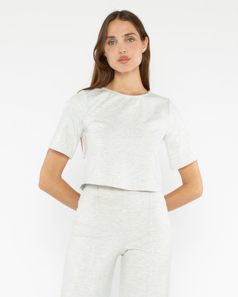 Heather Grey Ponte Knit Short Sleeve Top | Ripley Rader