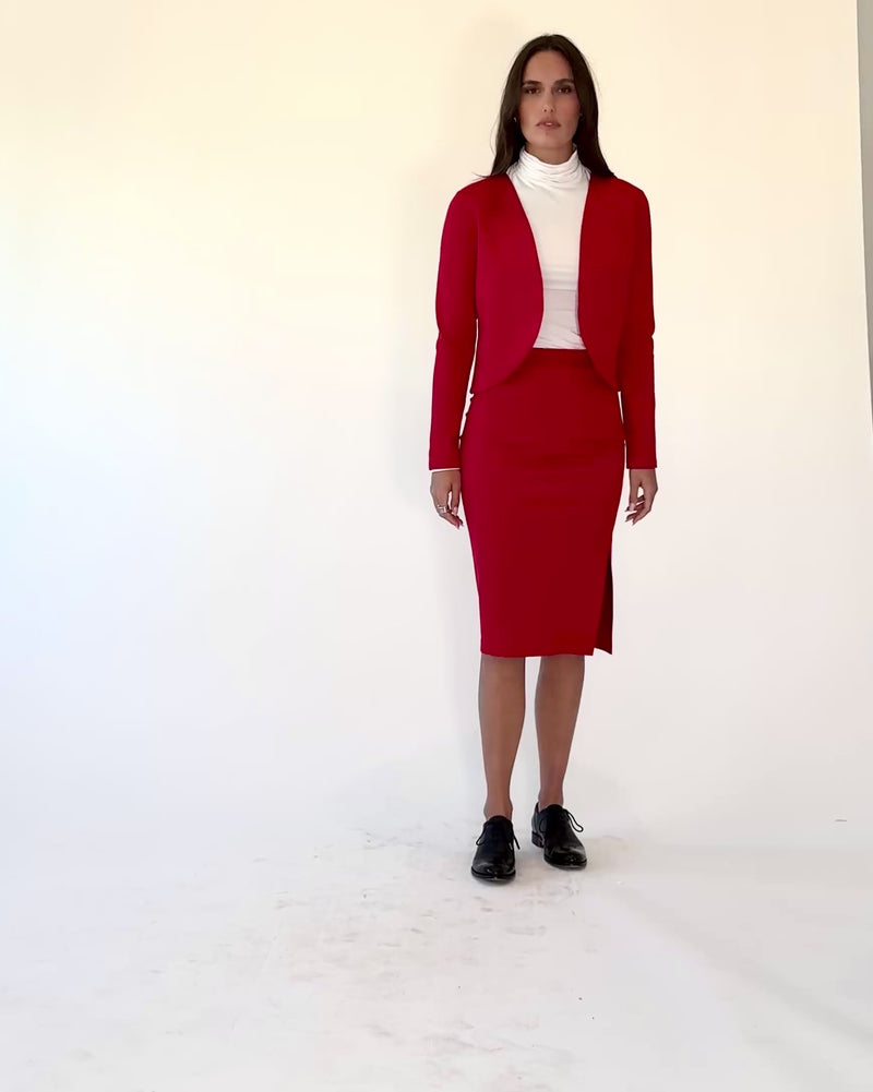 Red Ponte Knit Bolero | Ripley Rader