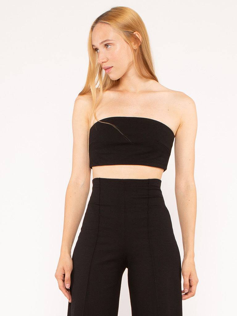 Black Ponte Knit Bandeau Top | Ripley Rader