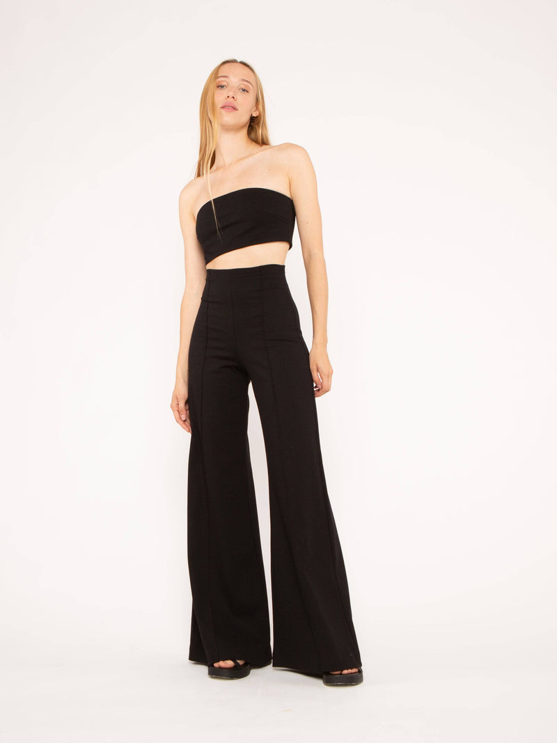 Black Ponte Knit Bandeau Top | Ripley Rader